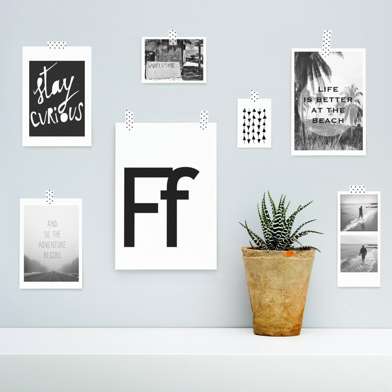 Ff Letter Print, Initial Wall Art, Scandinavian Art, Scandinavian ...