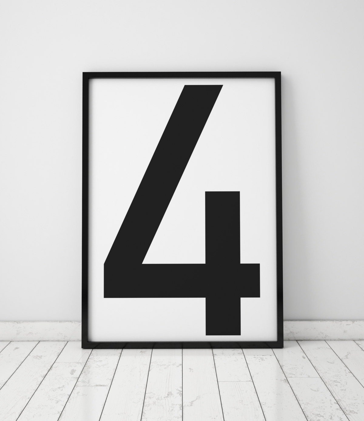 Number 4 Print, Wall Art, Scandinavian Art, Scandinavian Poster, Number ...