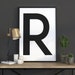 R Letter Print, Initial Wall Art, Scandinavian Art, Scandinavian Poster ...