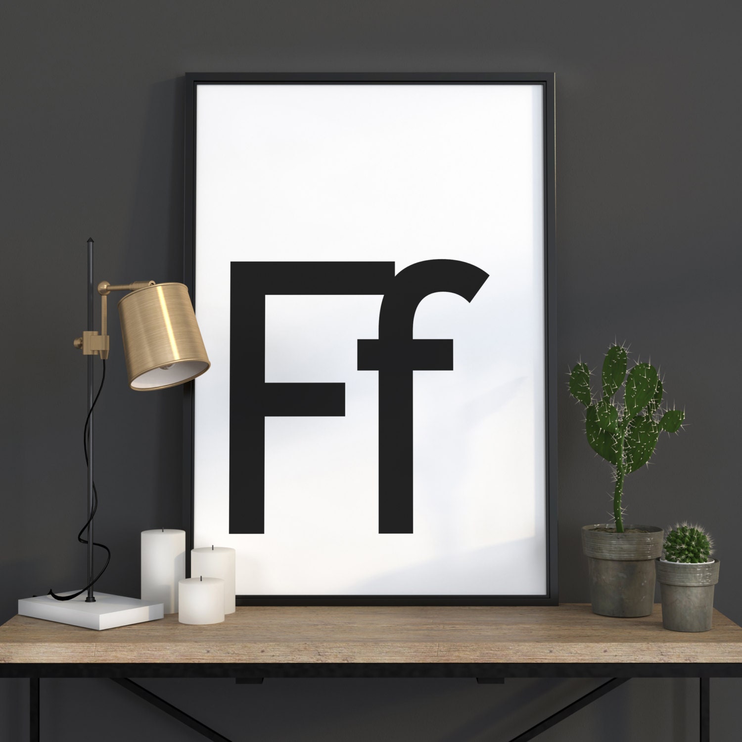 Ff Letter Print, Initial Wall Art, Scandinavian Art, Scandinavian ...