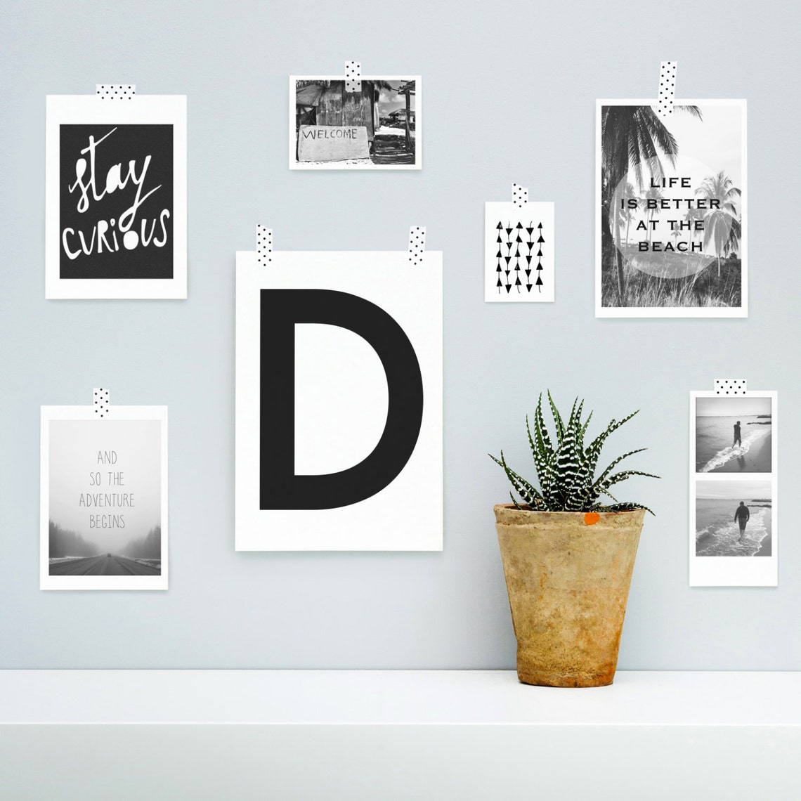 D Letter Print, Initial Wall Art, Scandinavian Art, Scandinavian Poster ...