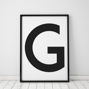 G Letter Print, Initial Wall Art, Scandinavian Art, Scandinavian Poster ...