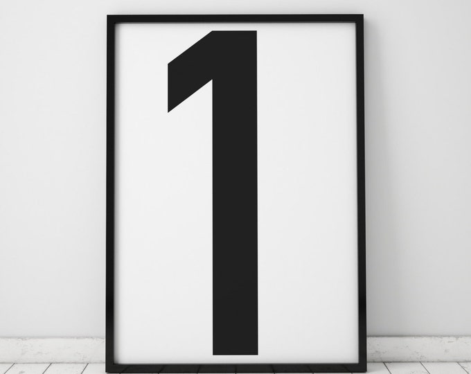 Number 1 Print, Monogram Print, Number One, Wall Art Print, Wedding ...