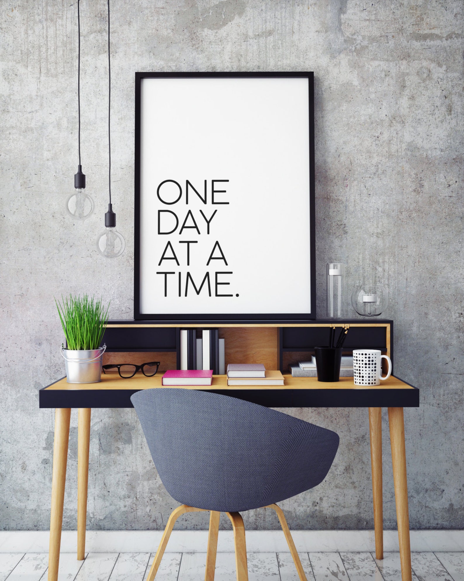 Inspirational Poster "one Day at a Time" Typography Art, Motivational ...