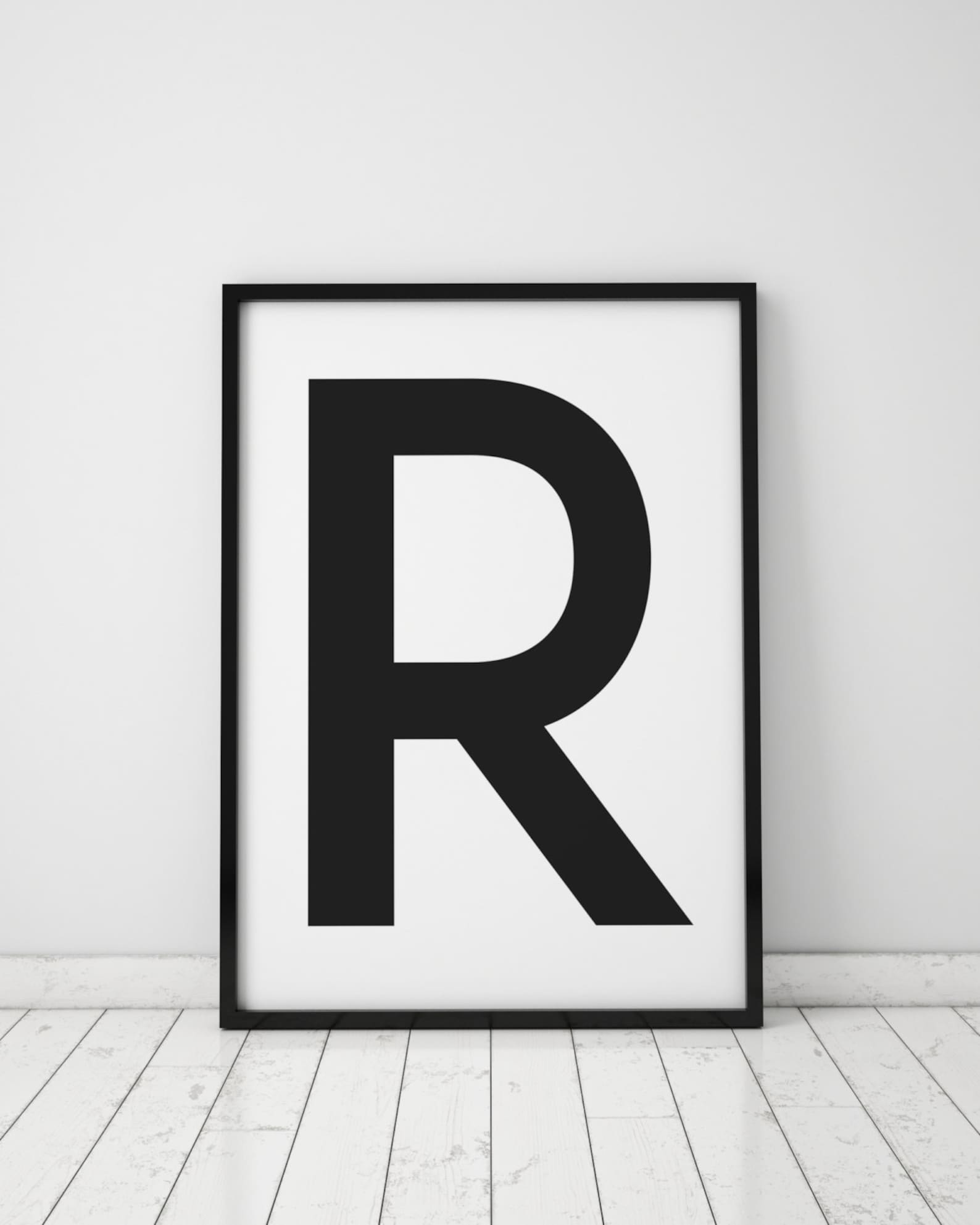 R Letter Print, Initial Wall Art, Scandinavian Art, Scandinavian Poster ...