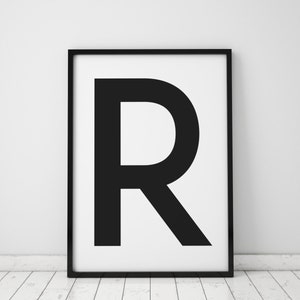 R Letter Print, Initial Wall Art, Scandinavian Art, Scandinavian Poster ...