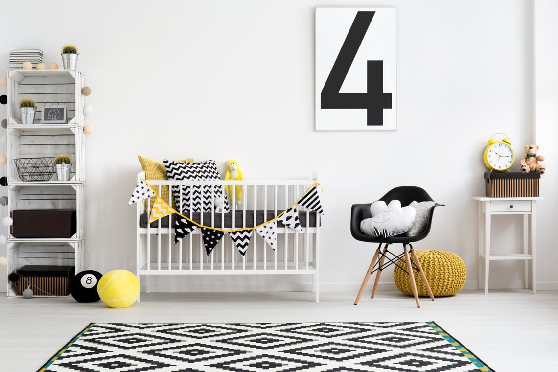 Number 4 Print, Wall Art, Scandinavian Art, Scandinavian Poster, Number ...