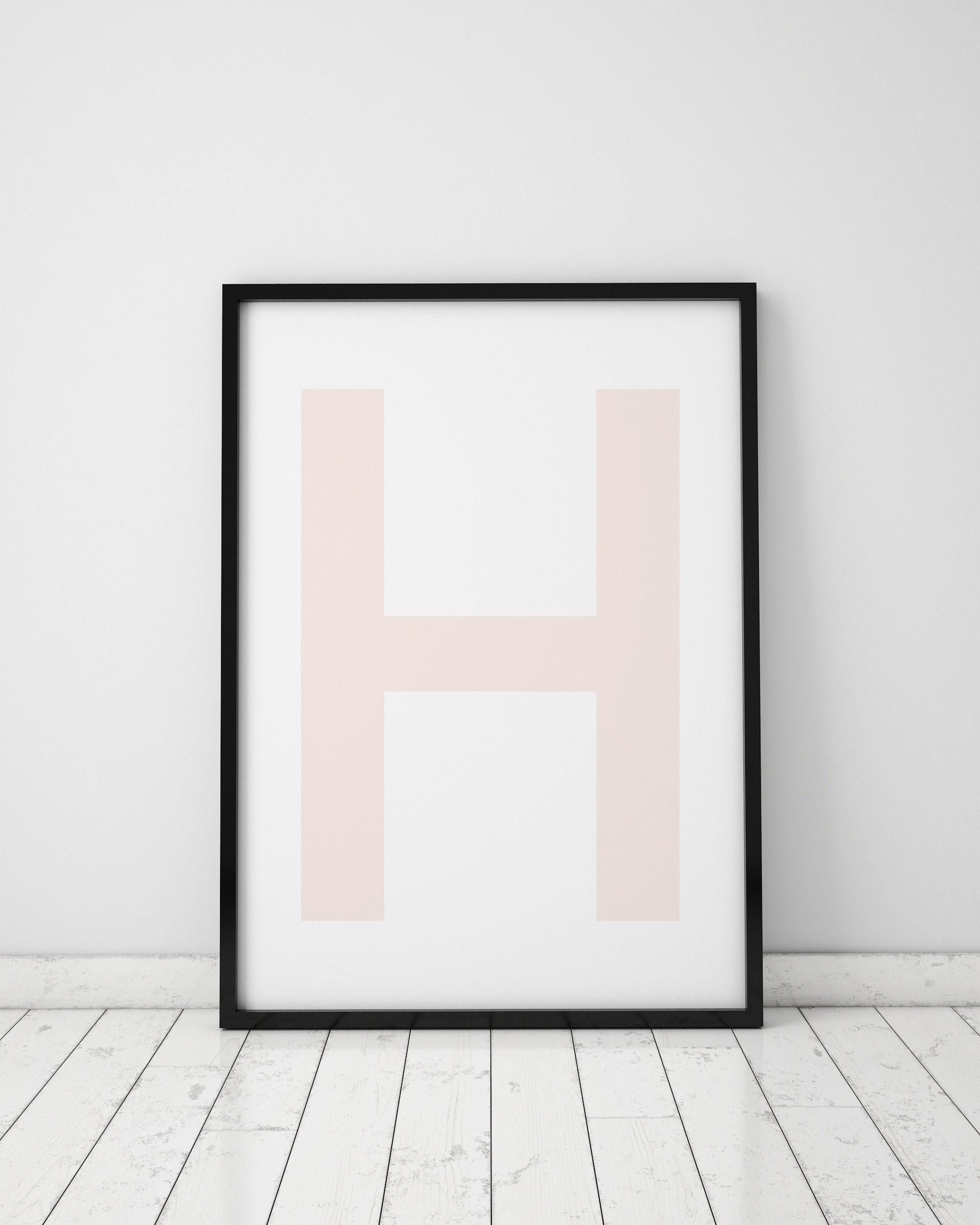 H Letter Poster Blush Pink, Initial Wall Art, Scandinavian Art ...
