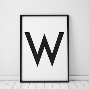 W Letter Print, Initial Wall Art, Scandinavian Art, Scandinavian Poster ...