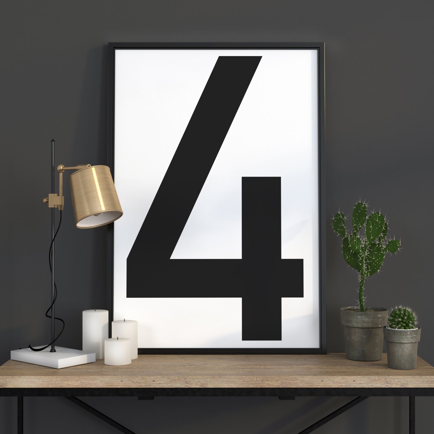 Number 4 Print, Wall Art, Scandinavian Art, Scandinavian Poster, Number ...