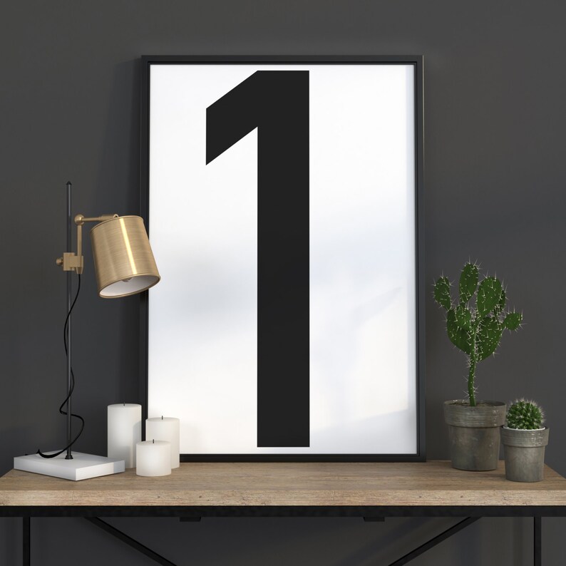 Number 1 Print, Number Wall Art, Scandinavian Art, Scandinavian Poster ...