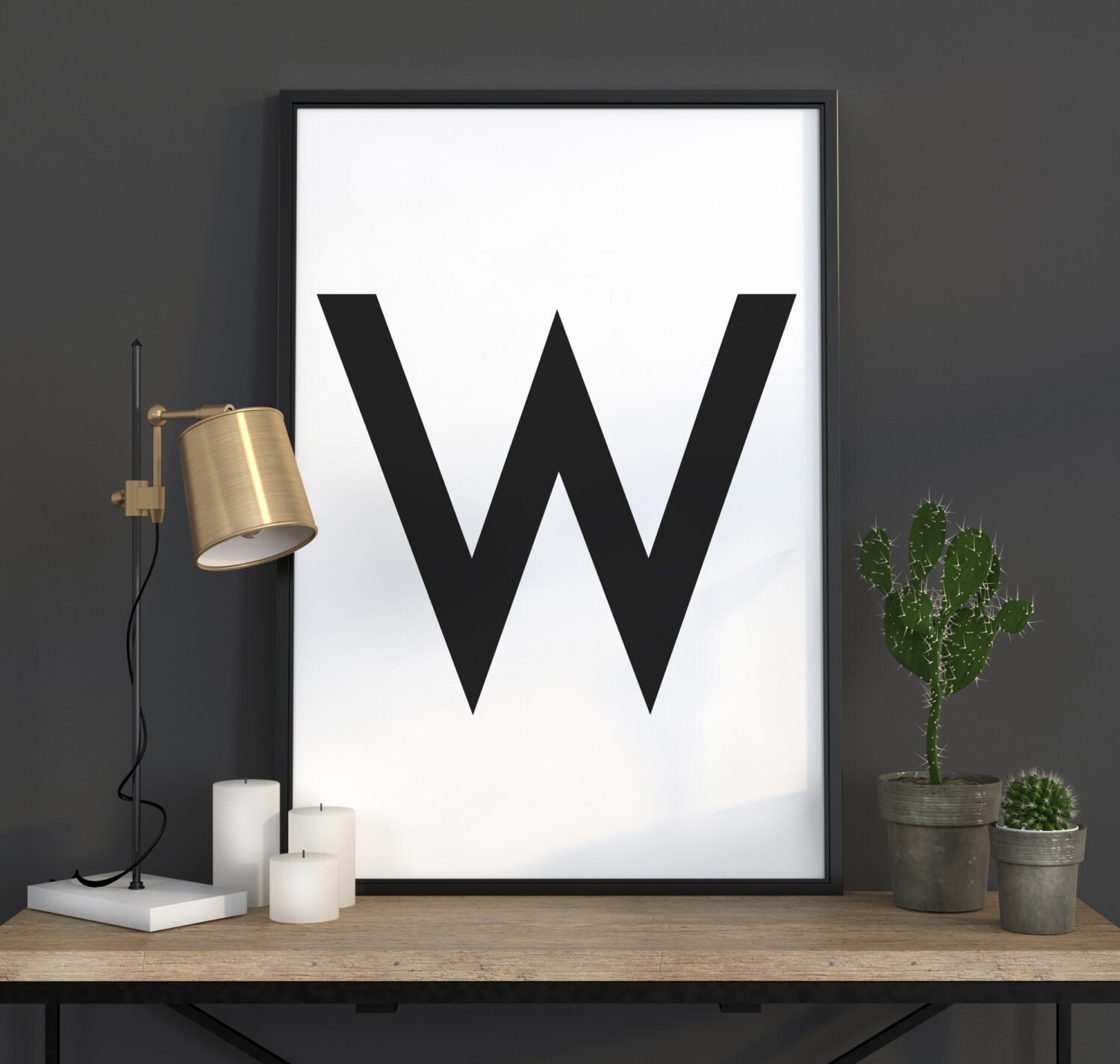 W Letter Print, Initial Wall Art, Scandinavian Art, Scandinavian Poster ...