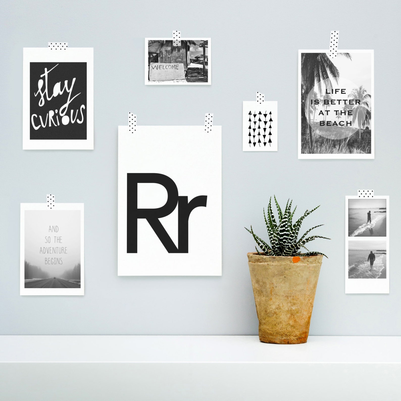 Rr Letter Print, Initial Wall Art, Scandinavian Art, Scandinavian ...