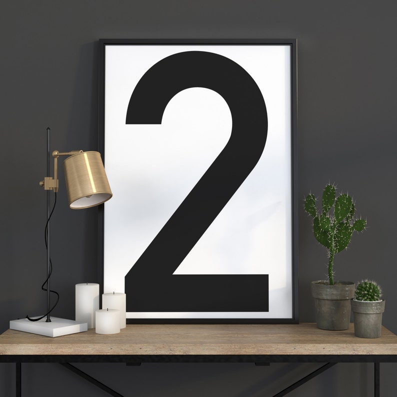 Number 2 Print, Wall Art, Scandinavian Art, Scandinavian Poster, Number ...