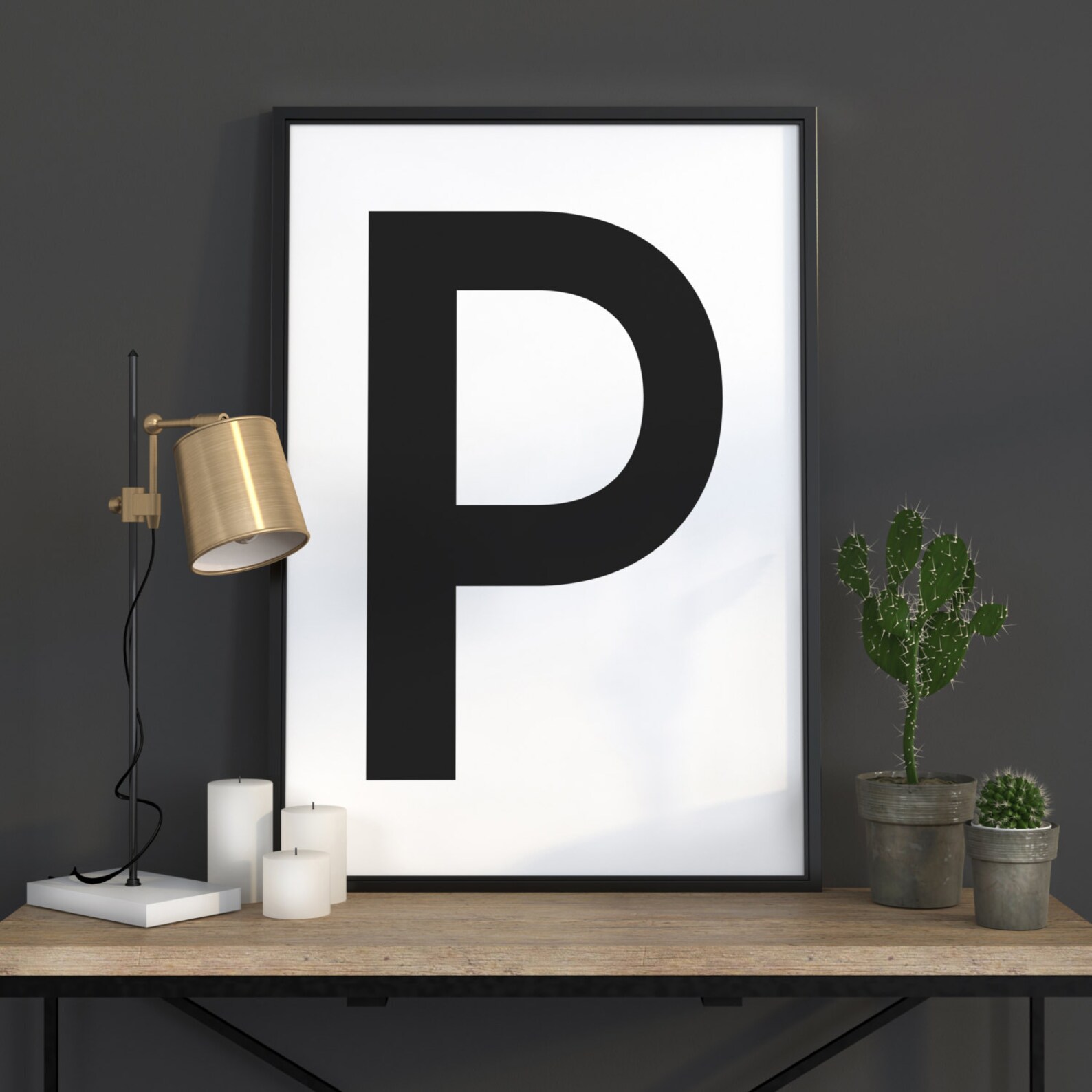 P Letter Print, Initial Wall Art, Scandinavian Art, Scandinavian Poster ...