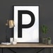 P Letter Print, Initial Wall Art, Scandinavian Art, Scandinavian Poster ...