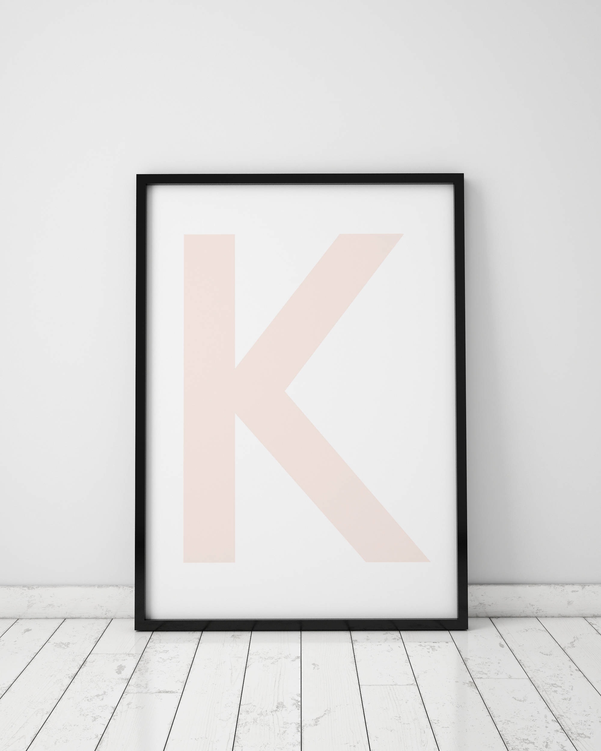 K Letter Poster Blush Pink, Initial Wall Art, Scandinavian Art ...