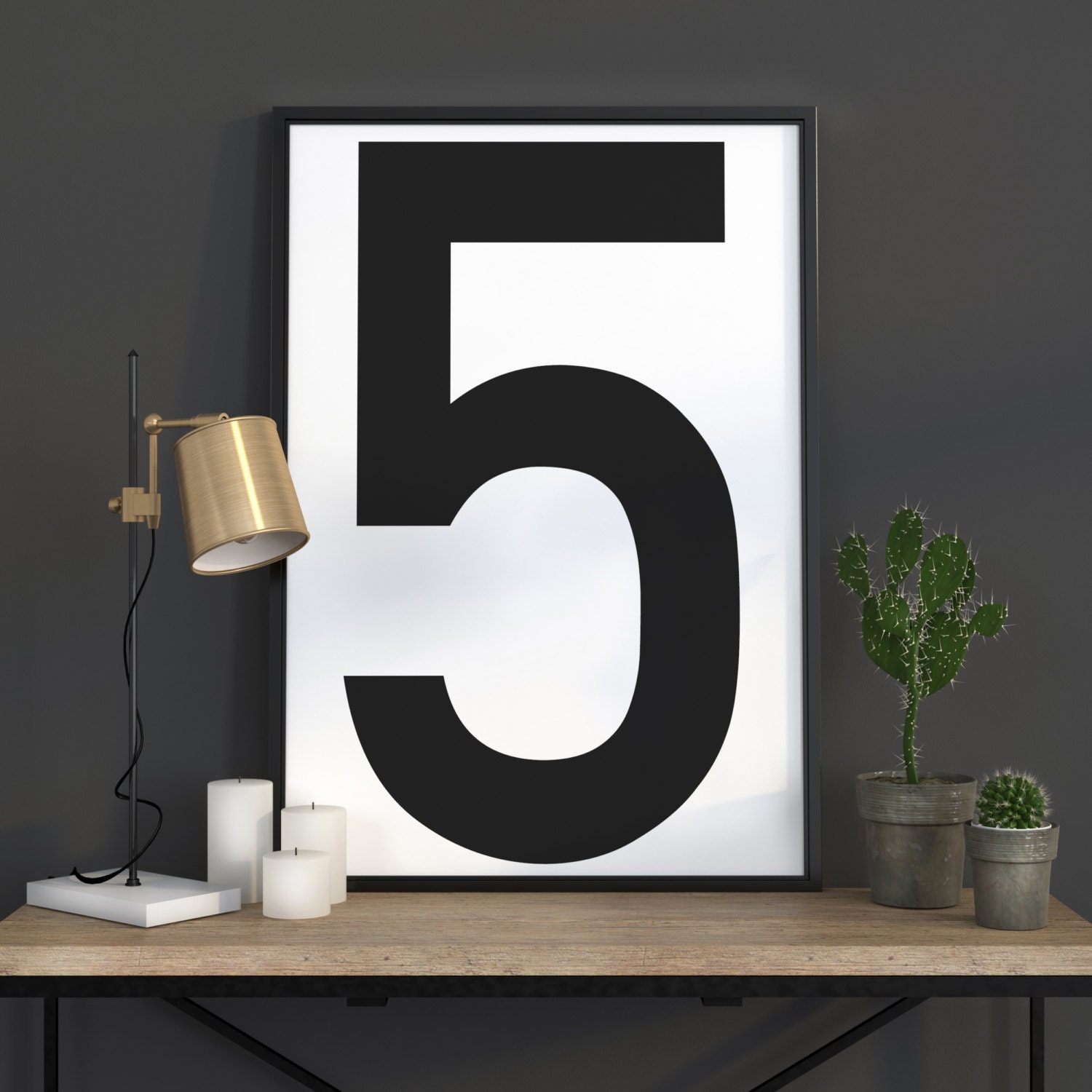 Number 5 Print, 5 Wall Art, Scandinavian Art, Scandinavian Poster ...