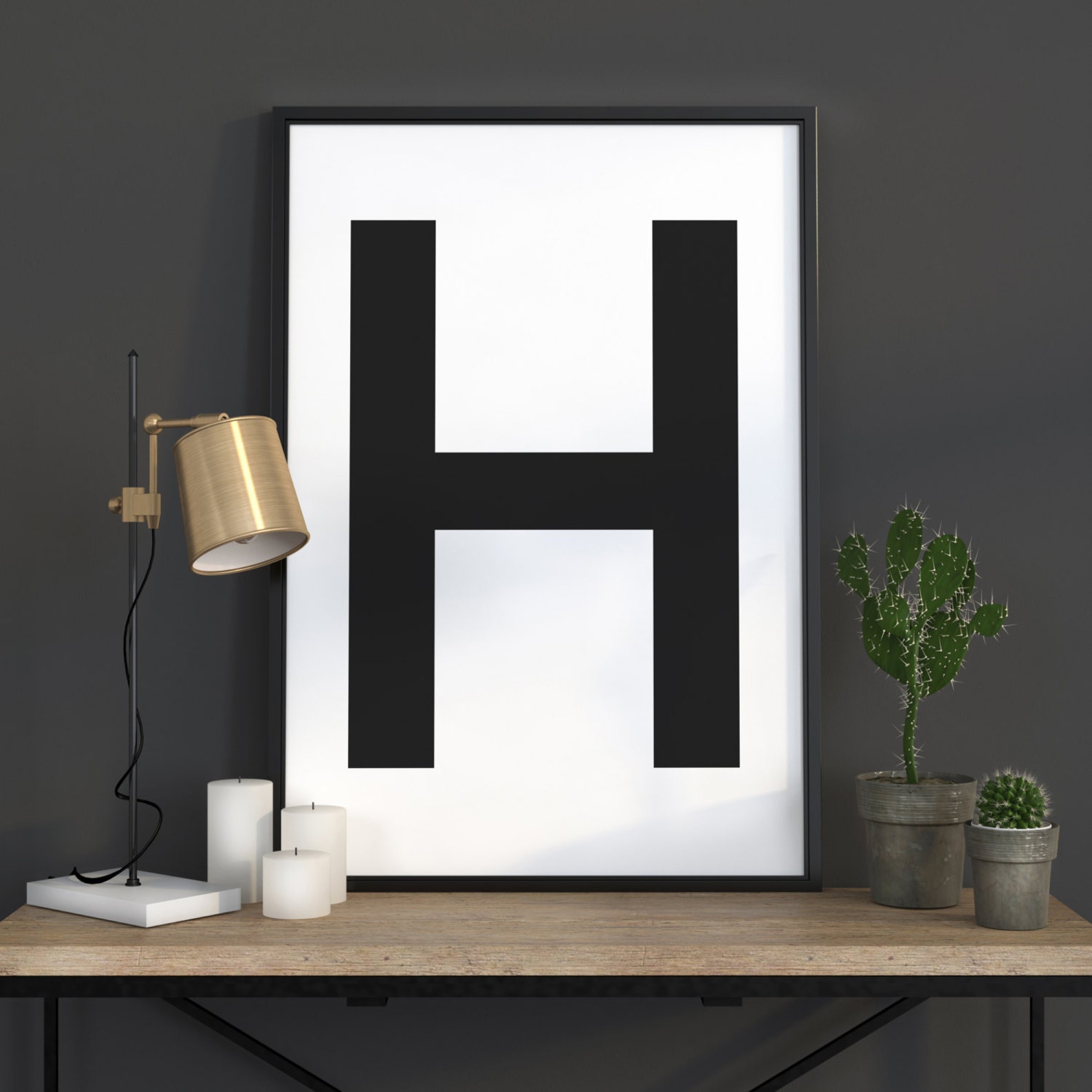 H Letter Print, Initial Wall Art, Scandinavian Art, Scandinavian Poster ...