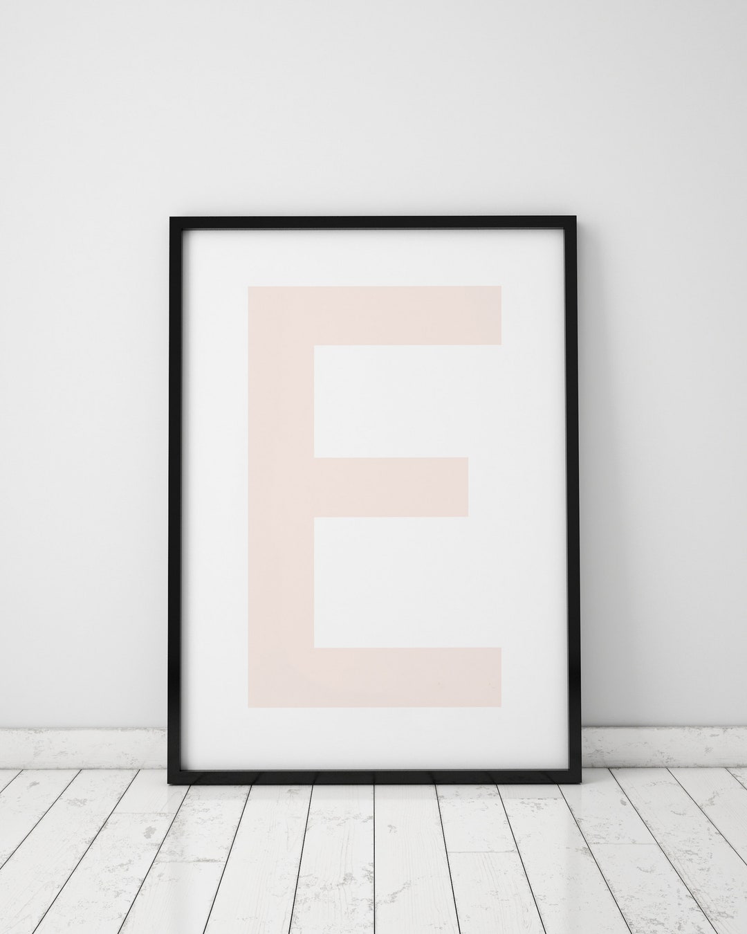 E Letter Poster Blush Pink, Initial Wall Art, Scandinavian Art ...