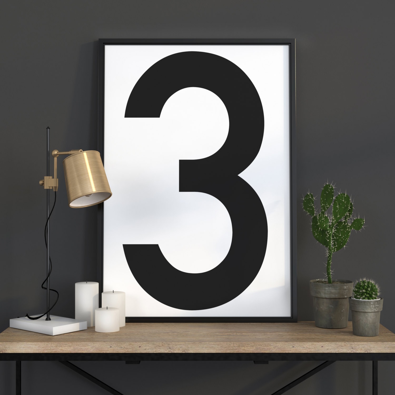 Number 3 Print, Wall Art, Scandinavian Art, Scandinavian Poster, Number ...