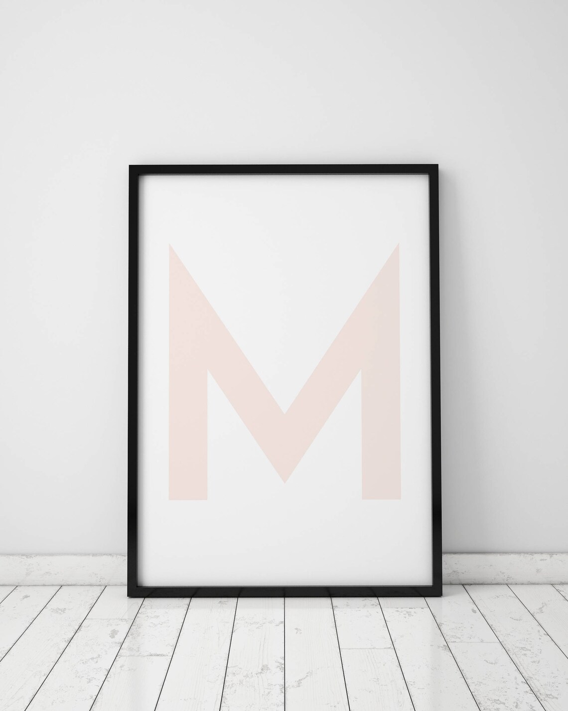 M Letter Poster Blush Pink Initial Wall Art Scandinavian - Etsy