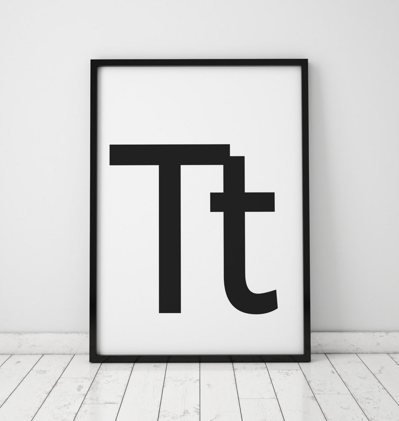 Tt Letter Print, Initial Wall Art, Scandinavian Art, Scandinavian ...