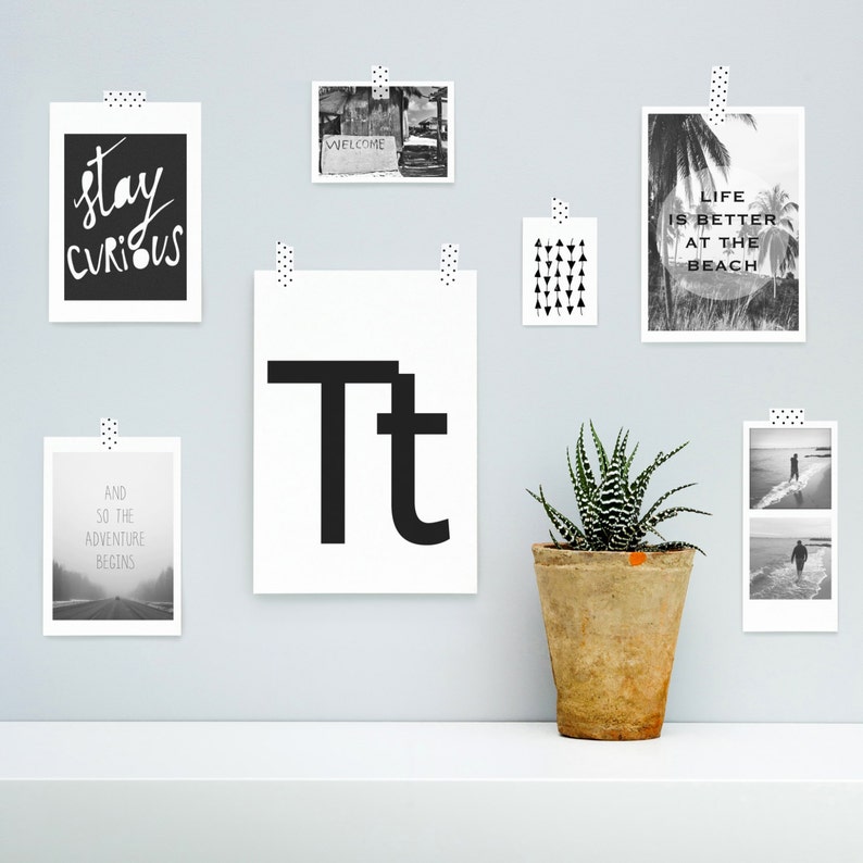 Tt Letter Print, Initial Wall Art, Scandinavian Art, Scandinavian ...