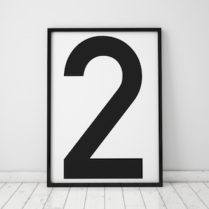 Number 2 Print, Wall Art, Scandinavian Art, Scandinavian Poster, Number ...