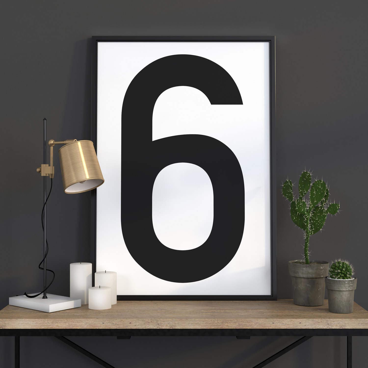 Number 6 Print, 6 Wall Art, Scandinavian Art, Scandinavian Poster ...