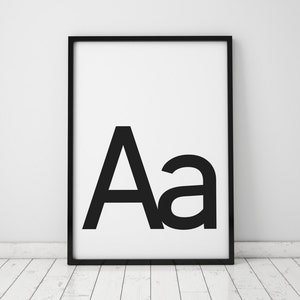 Aa Letter Print, Initial Wall Art, Scandinavian Art, Scandinavian ...