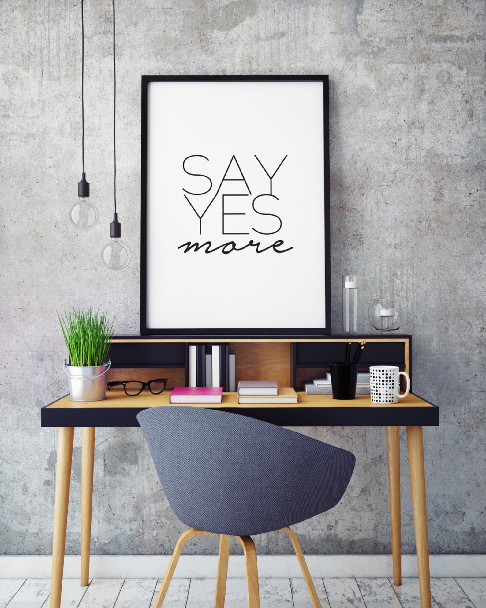 Inspirational Poster "say Yes More" Typography Art, Motivational Print ...