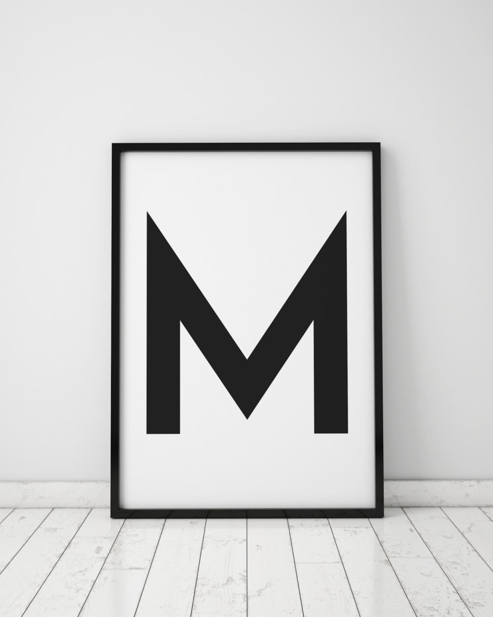 M Letter Print, Initial Wall Art, Scandinavian Art, Scandinavian Poster ...
