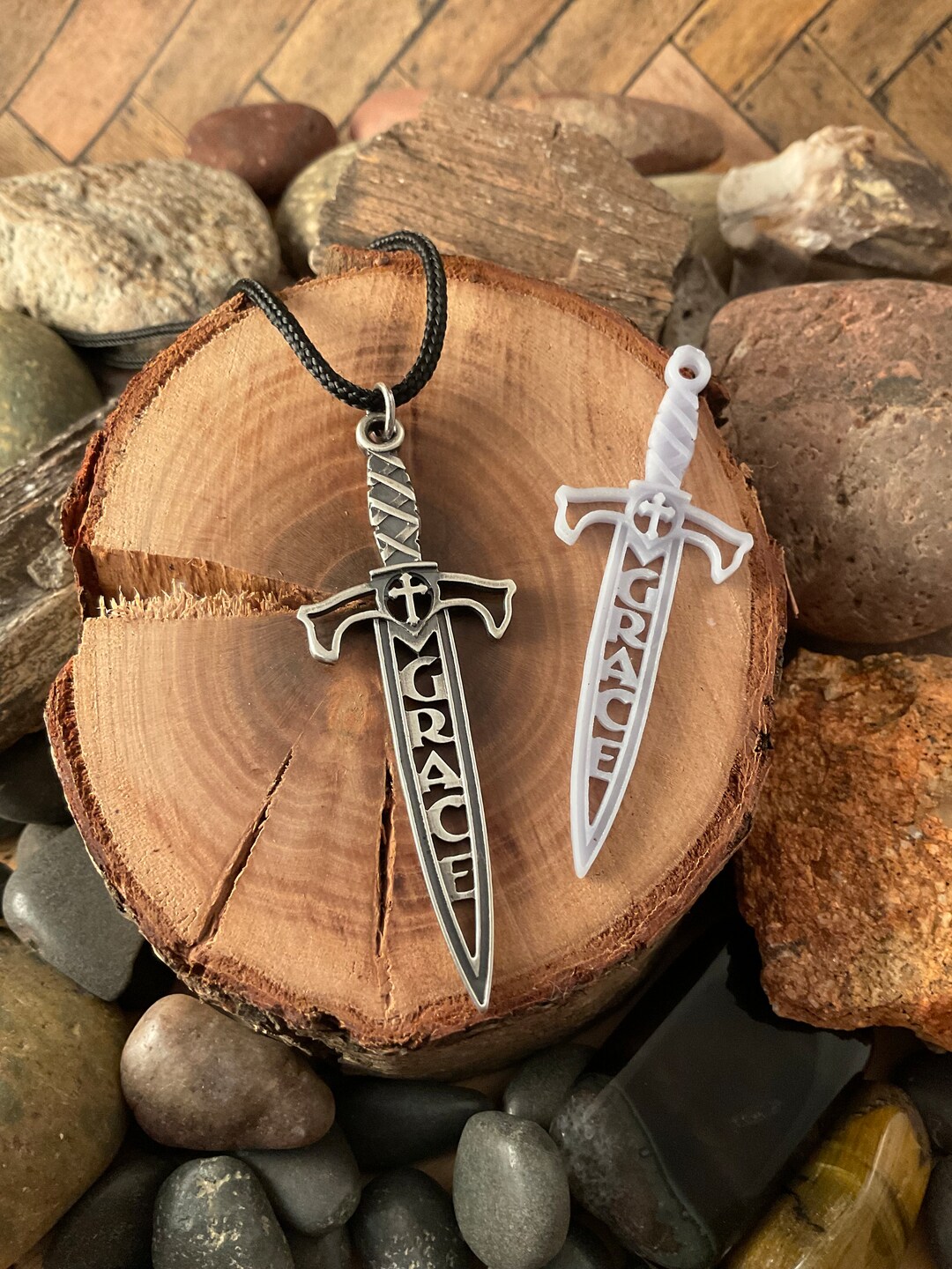 Sterling Silver Sword Pendant: Word of God, Grace Cross - Etsy