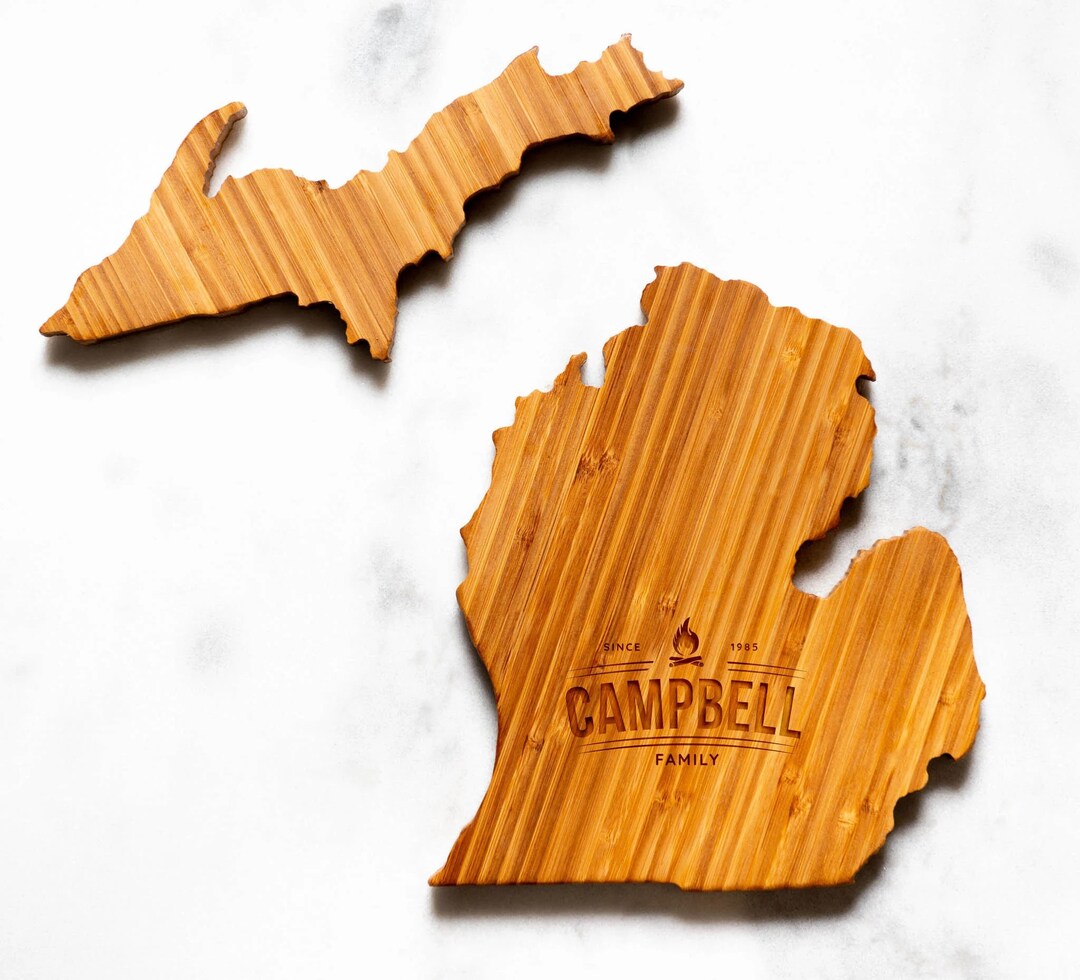 Personalized Michigan State Shaped Cutting Board | 16 Options - Etsy