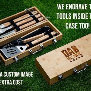 Personalized Complete BBQ Grill Tool Kit Set With Wood Case - Custom ...