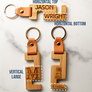 Personalized Wood Phone Stand Keychain - Wedding Party Favor or Gift ...