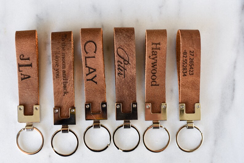 Personalized Engraved Distressed Leather Keychain the San | Etsy