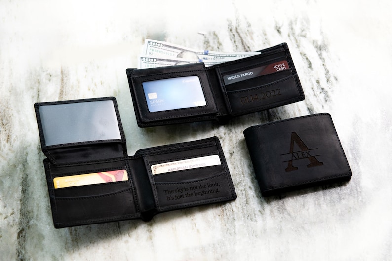 Personalized Leather Trifold Wallet RFID Blocking Groomsmen Gift - Etsy