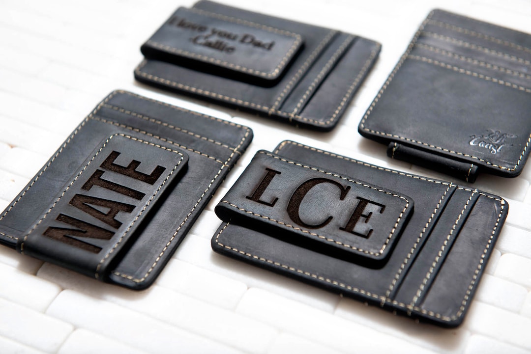 Personalized Leather Magnetic Money Clip the Sanibel by Left Coast ...