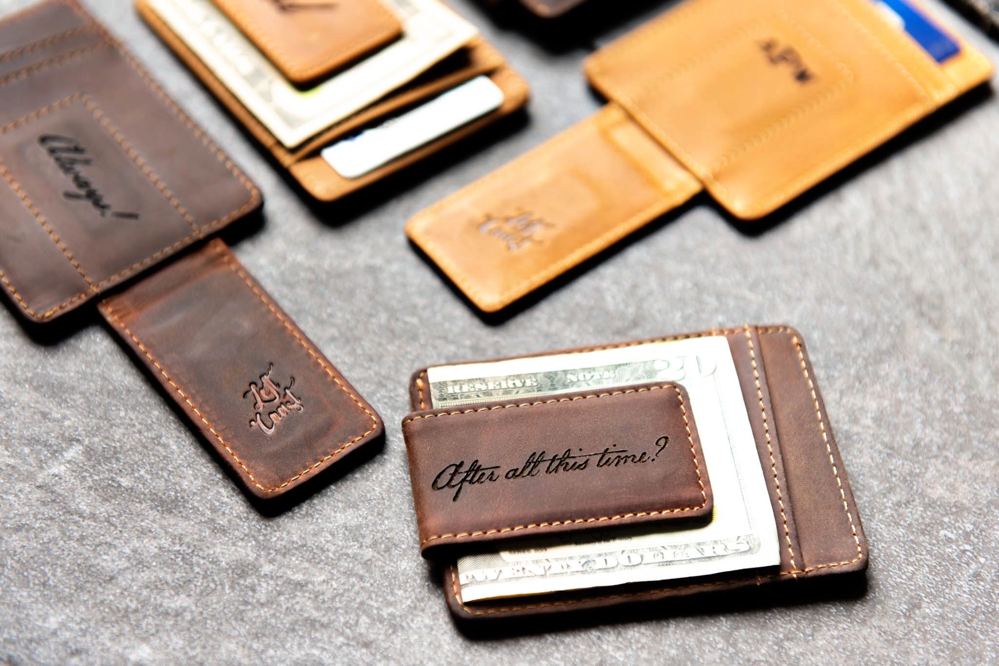 Personalized Leather Magnetic Money Clip the Sanibel by Left | Etsy