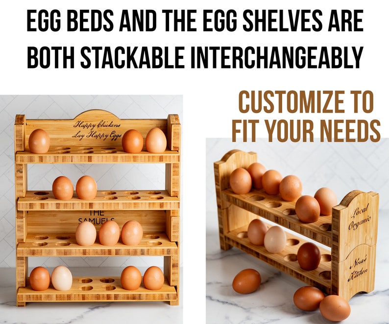Personalized Egg Bed Tray - Stackable Shelf Display Holder for Kitchen ...