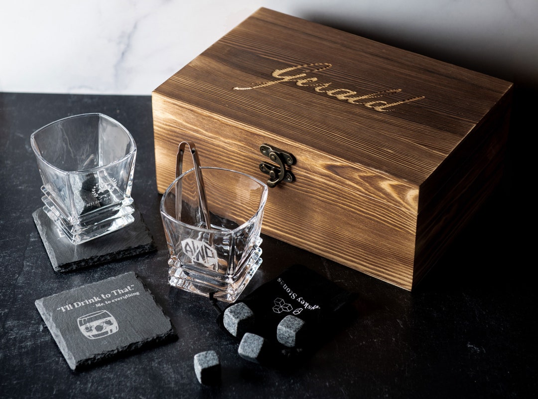 Custom Wedding Gift, Personalized Whiskey Box Gift Set for Him ...