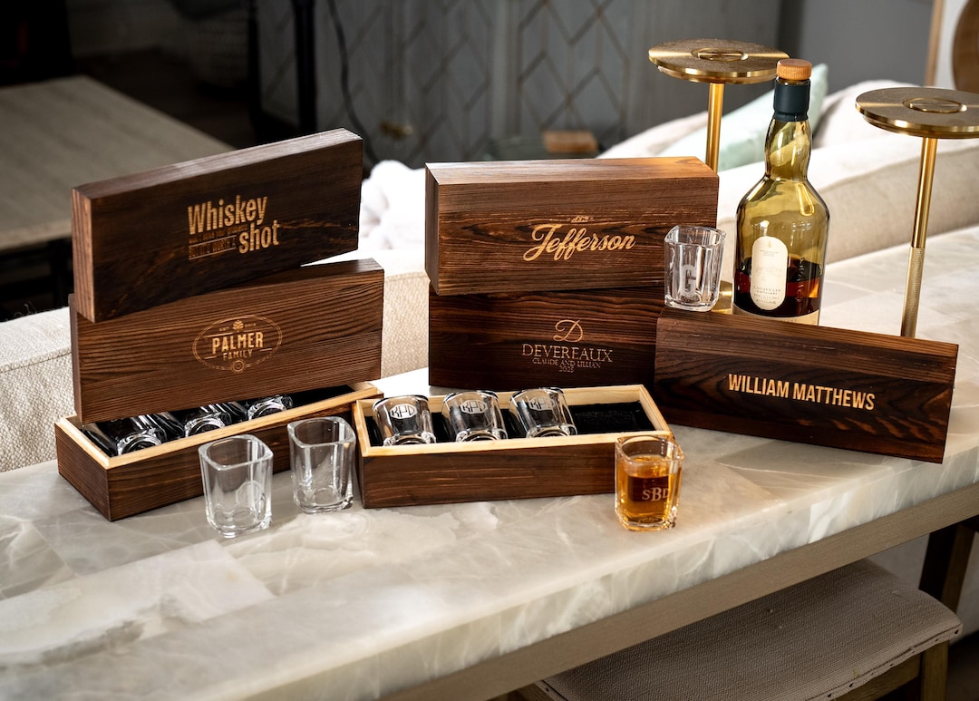 Personalized Shot Glass Gift Box Set of 4 - Etsy