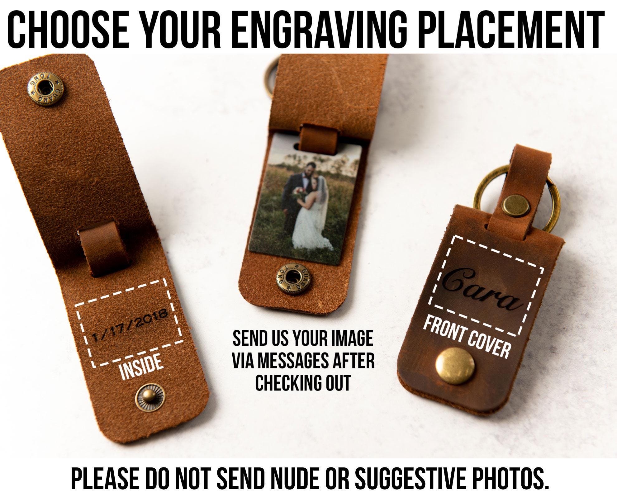 Personalized Wedding Gift - Photo Metal Tag Leather Keychain - Etsy