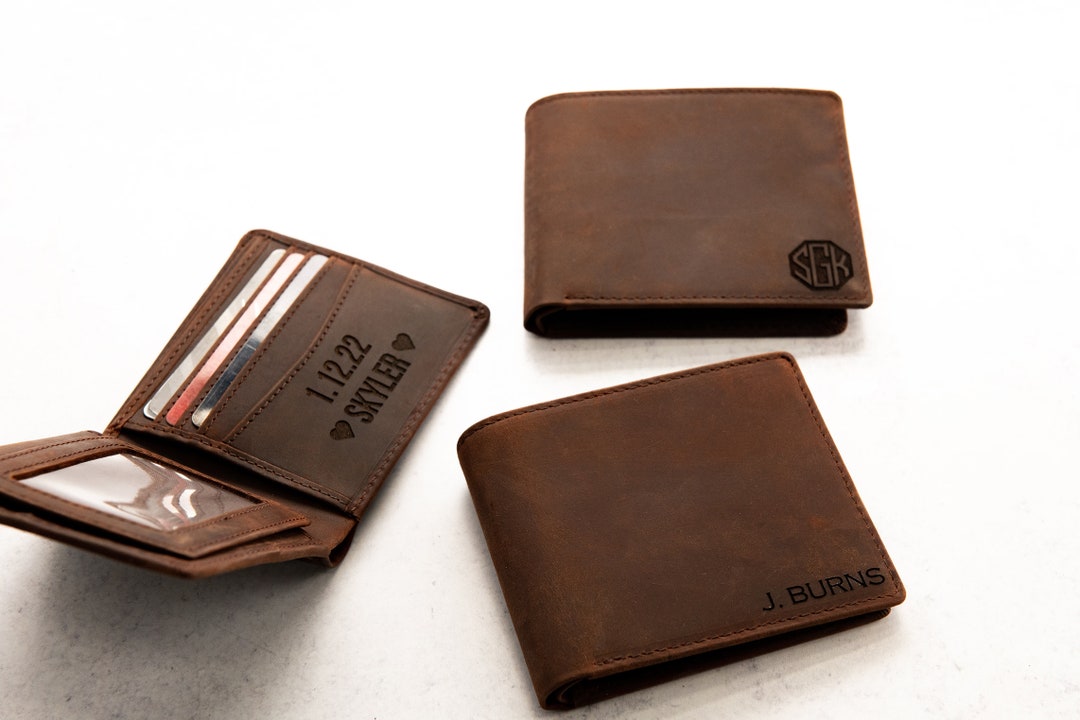 Personalized Leather Trifold Wallet RFID Blocking Gift Under 30 - Etsy