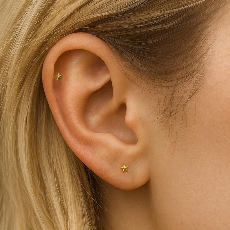 Tiny 3D Star Stainless Steel Threadless Labret Stud: 20G Threadless ...