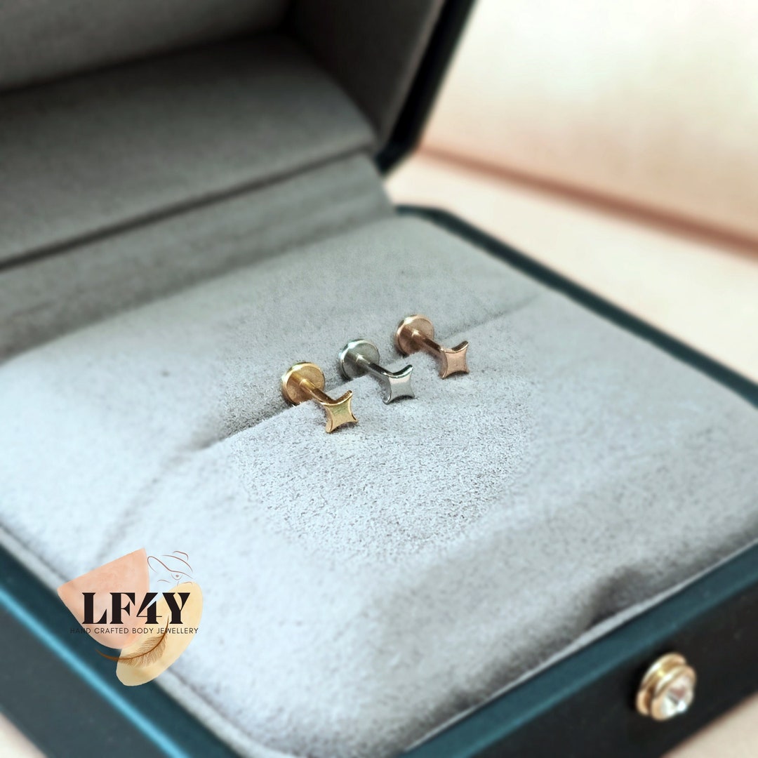 Dainty Star Labret Stud: 18G Internally Threaded Cartilage, Conch ...