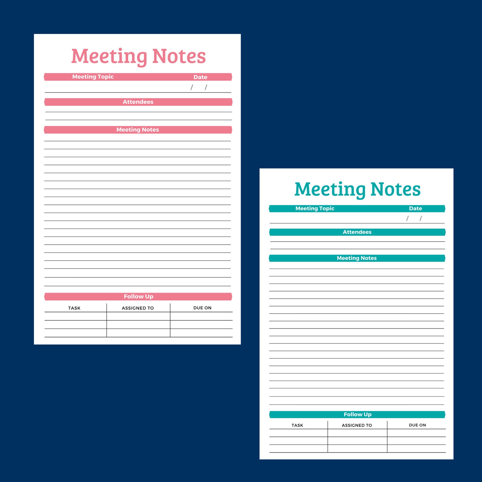 Meeting Notes Templates, Business Meeting Digital Template, Work ...