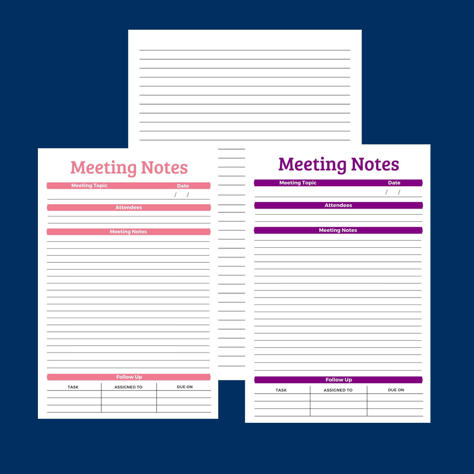 Meeting Notes Templates, Business Meeting Digital Template, Work ...